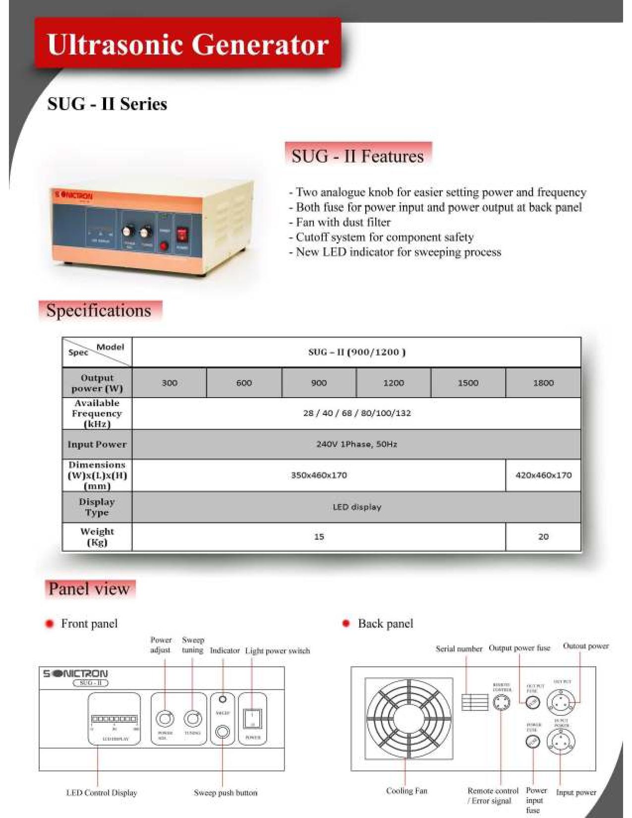 Ultrasonic Generator SUG-II, SONICTRON - CLEANING MACHINE SYSTEM ...