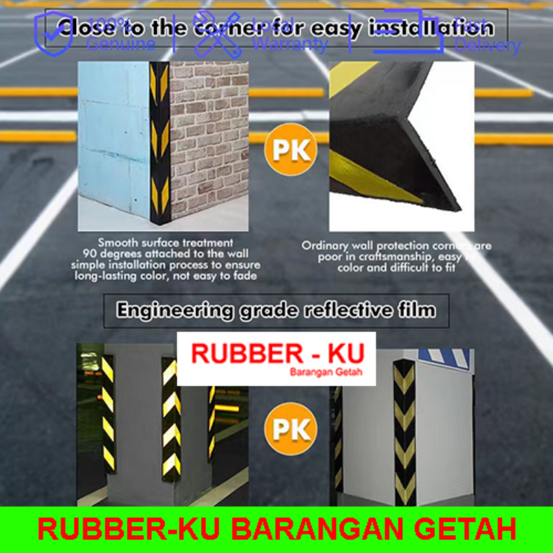 Rubber wall corner guard for vehicles | 90-degree corner protector for ...