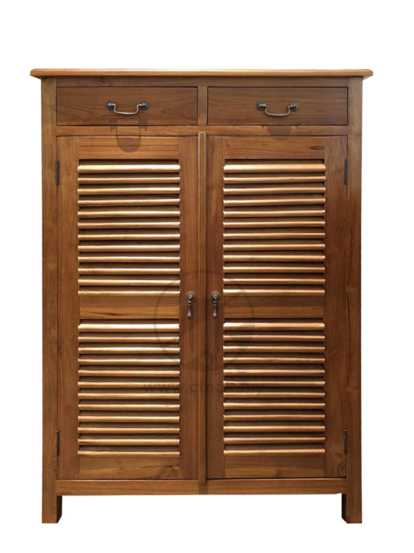 Solid Teak Wood Furniture 2 Drawers + 2 Doors Krepyak Shoe Rack ...