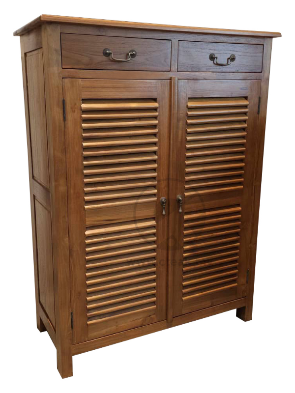 Solid Teak Wood Furniture 2 Drawers + 2 Doors Krepyak Shoe Rack ...
