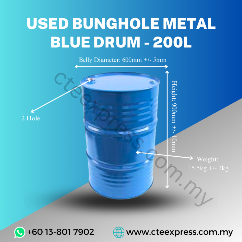 USED BUNGHOLE METAL BLUE DRUM - 200L, Selangor, Malaysia - CTE Express | Jumbo Bag & IBC tank ...