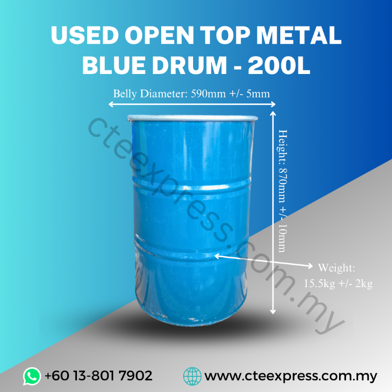 USED OPEN TOP METAL BLUE DRUM - 200L, Selangor, Malaysia - CTE Express ...