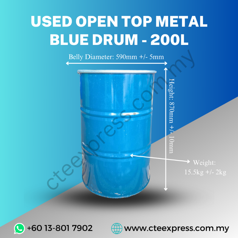 USED OPEN TOP METAL BLUE DRUM - 200L, Selangor, Malaysia - CTE Express | Jumbo Bag & IBC tank ...