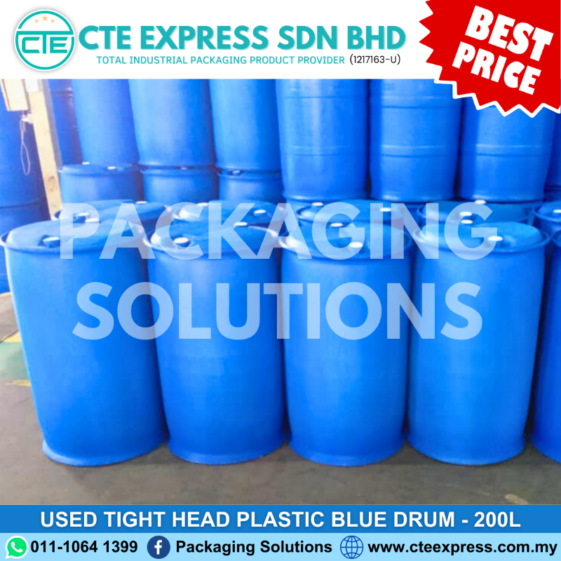 USED TIGHT HEAD PLASTIC BLUE DRUM - 200L, Selangor, Malaysia - CTE ...